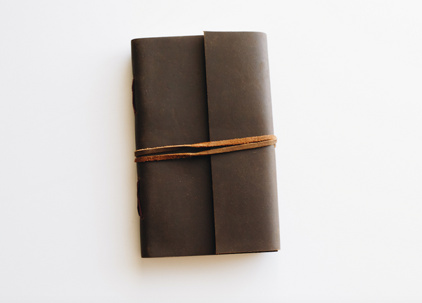 Classic Leather Journal with Leather Wrap Tie | The Skipping Stone